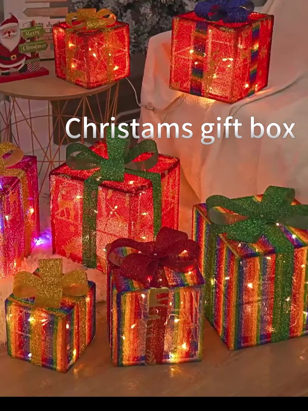 Set Of 3 Lighted Gift Boxes Christmas Decorations Motif Light Led ...