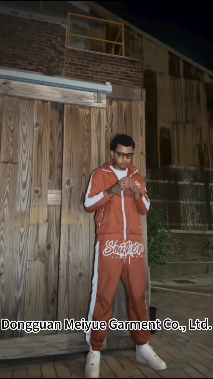 Custom Nylon Sweat Suit Zip Up Jacket Pants Set Casual Lightweight ...