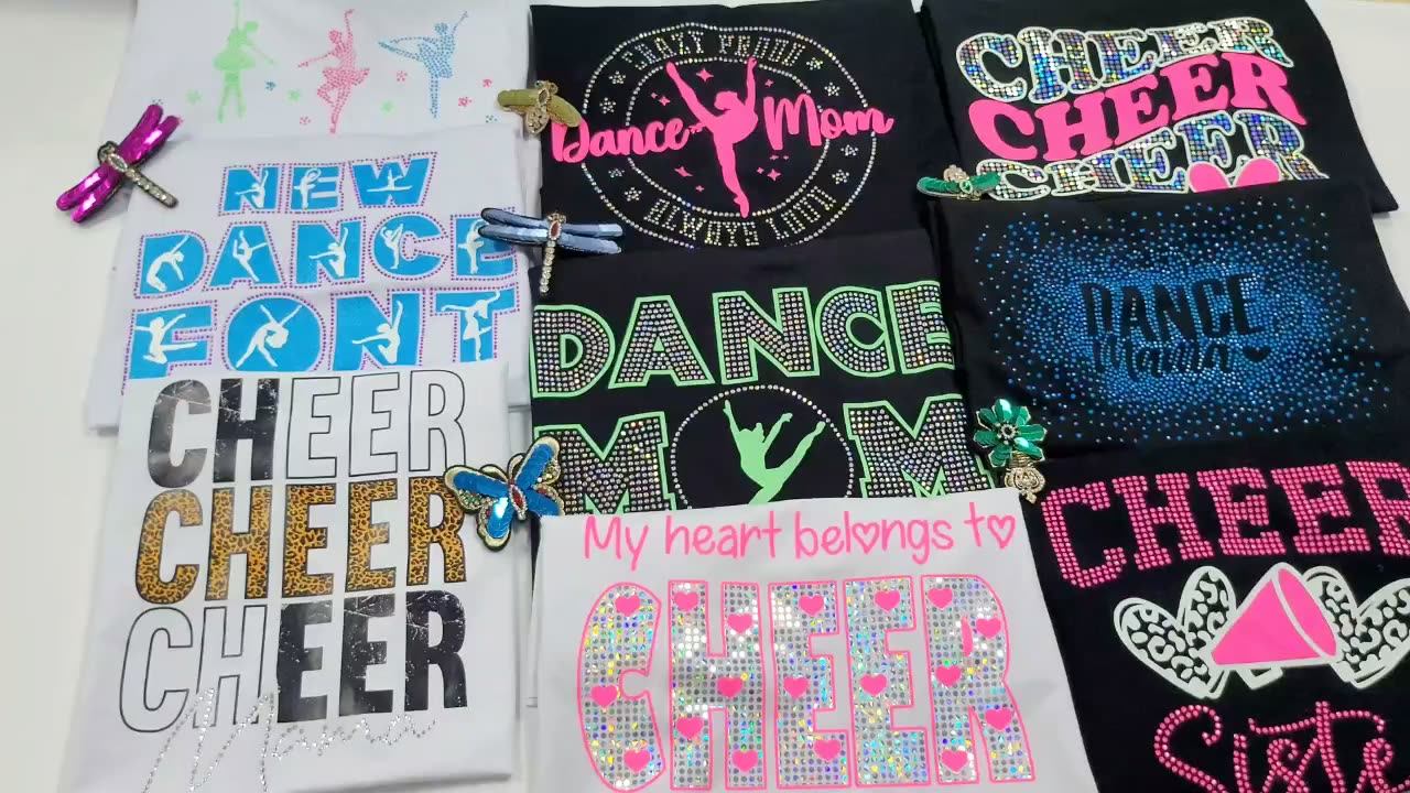 Cheer Dance Transfer Design Fluorescence Rhinestone Iron On Crystal ...