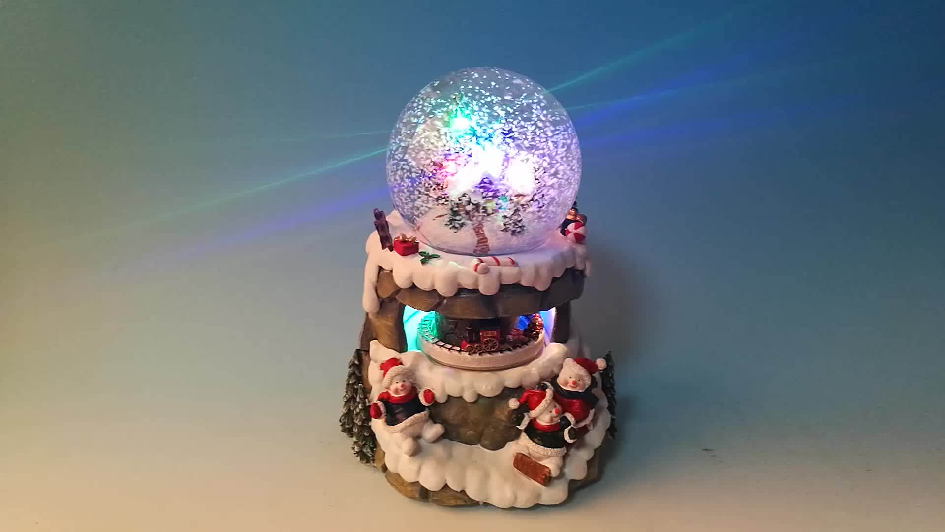 Custom Christmas Souvenir Glass Resin Snow Globe With Music Led Light ...