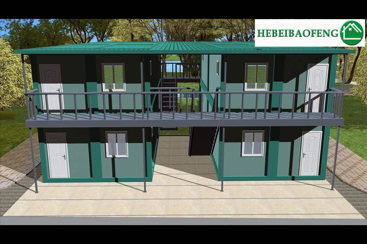 Two-storey Prefab House 20ft Portable Low Cost Prefabricated Hotel ...