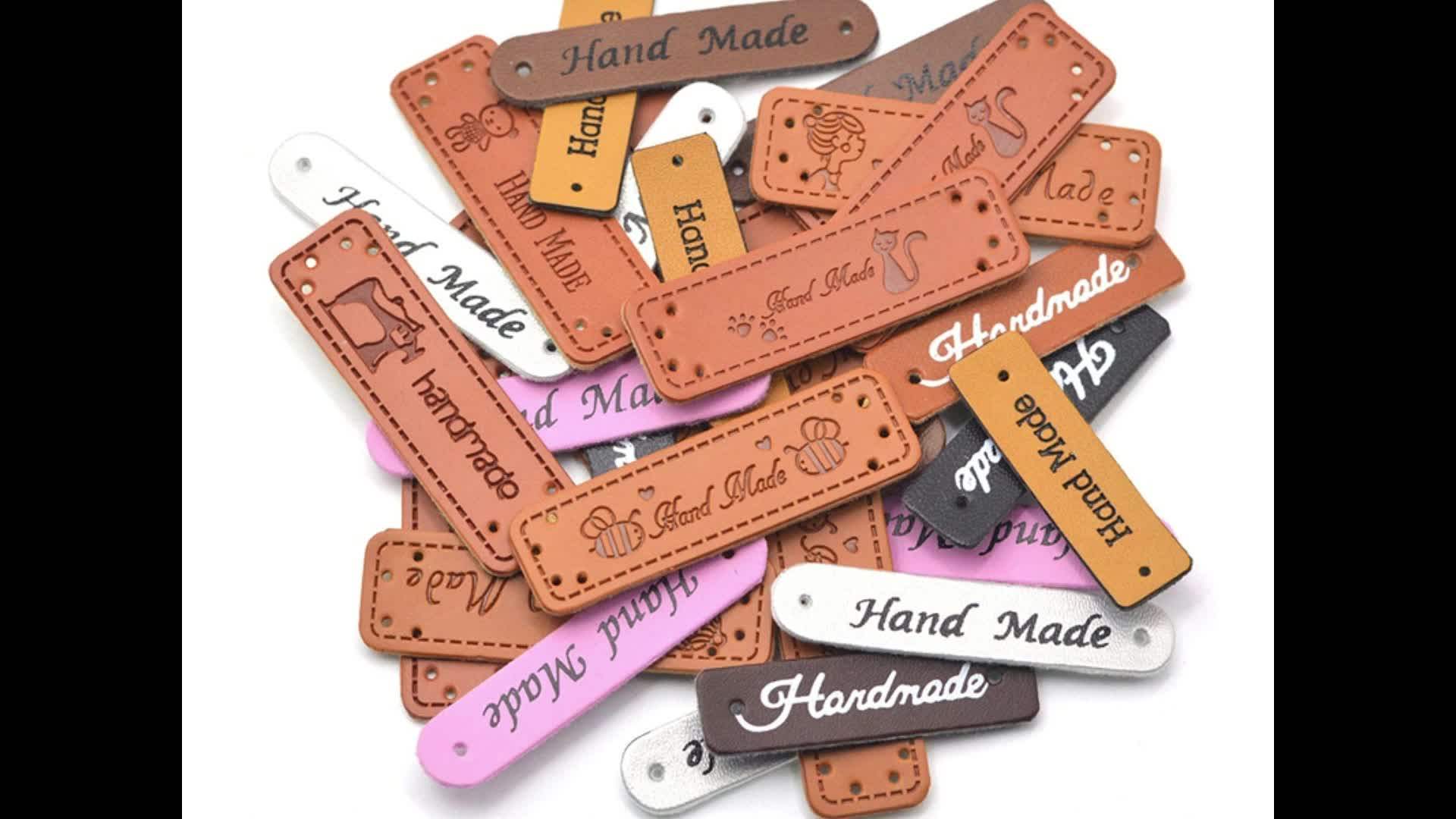 Printed Logo Sewing Leather Genuine Custom Leather Label Tag - Buy ...