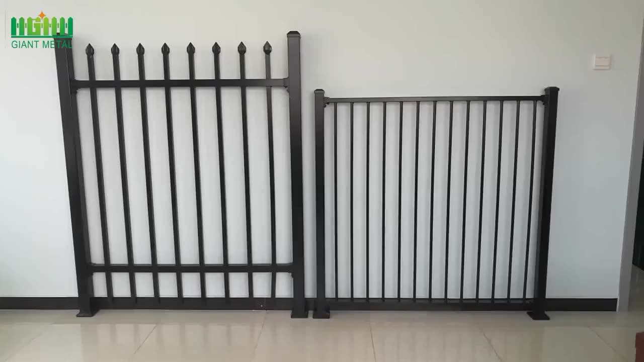 Tubular Black Aluminum Fence Panels Garden Powder Coated Top Spear ...