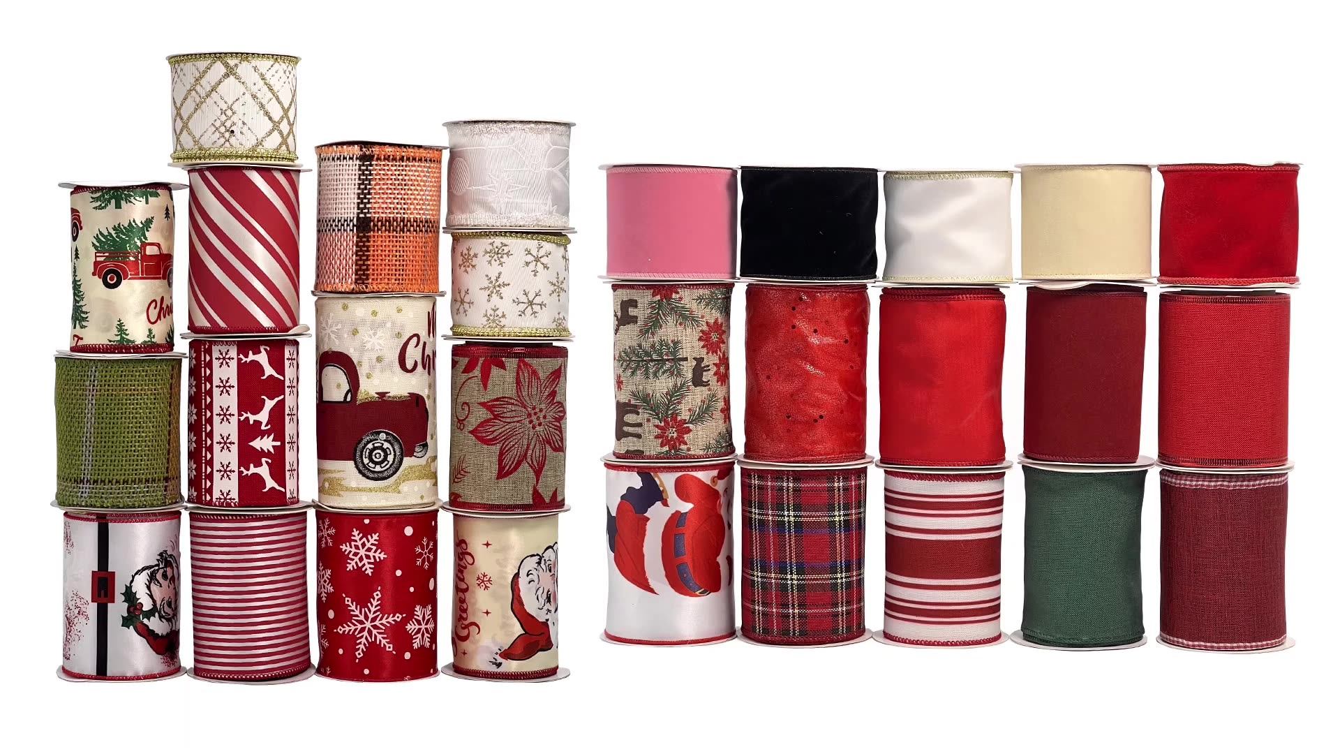 3 Inch Wired Velvet Ribbon Christmas Solid Color Ribbon Wide Wired For ...