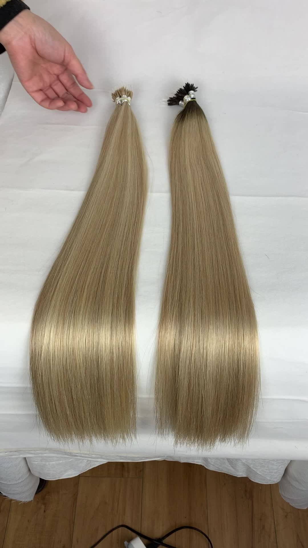 Pre-bonded Stick Elastic Band Human Hair Extensions Brazilian Human ...