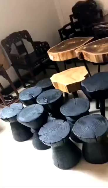 Dreamhause Nordic Solid Wood Carbonized Wooden Pier Creative Retro ...