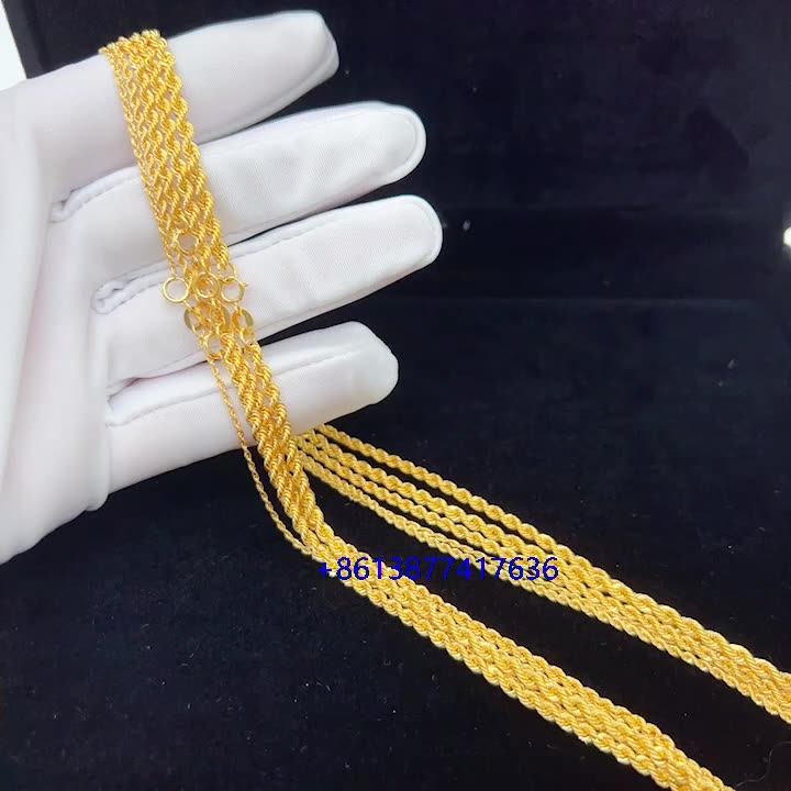 Au750 18 Karat Pure Gold Rope Chain Necklace Jewelry Wholesale Real ...