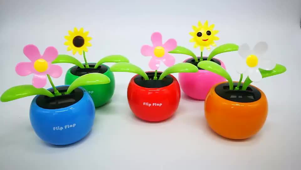 Mini Car Flip Flap Solar Flower For Promotional Artificial Flower For ...