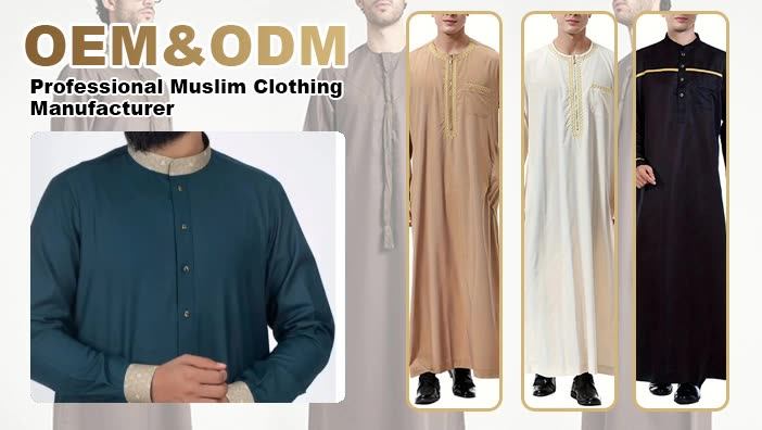 New Design Thobe Men Muslim Robe Saudi Islamic Thobe Muslim Jubba ...