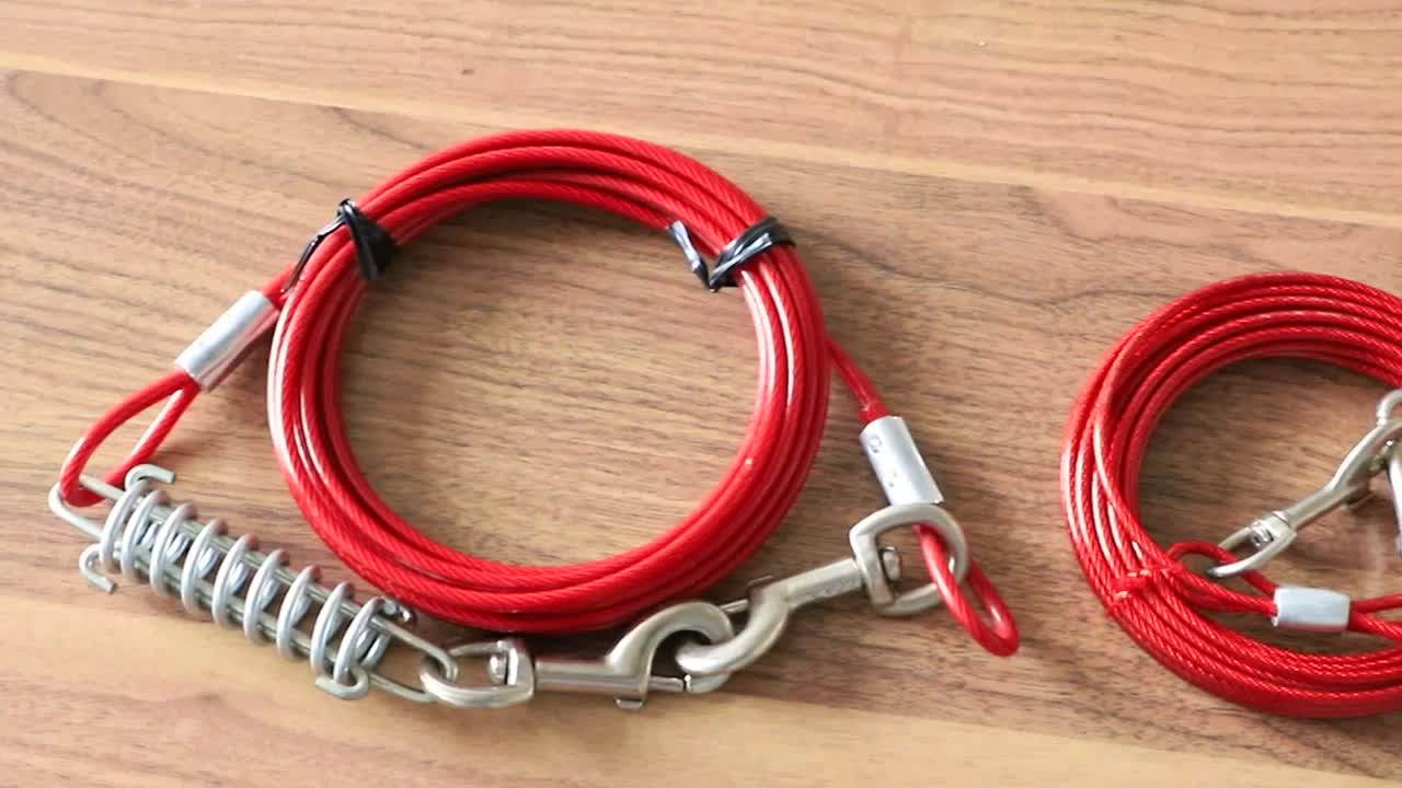 Red Pvc Coated Tie Out Cable For Dog Heavy Duty 4.5mm With 10ft Length ...