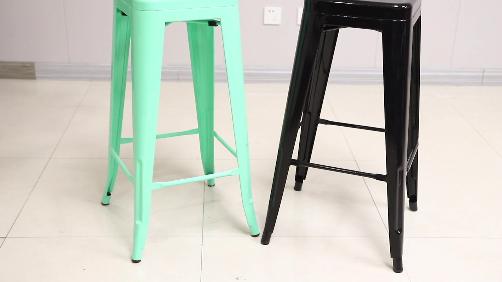 China Supplier High Chair Black Color Industrial Style Metal Bar Chair ...