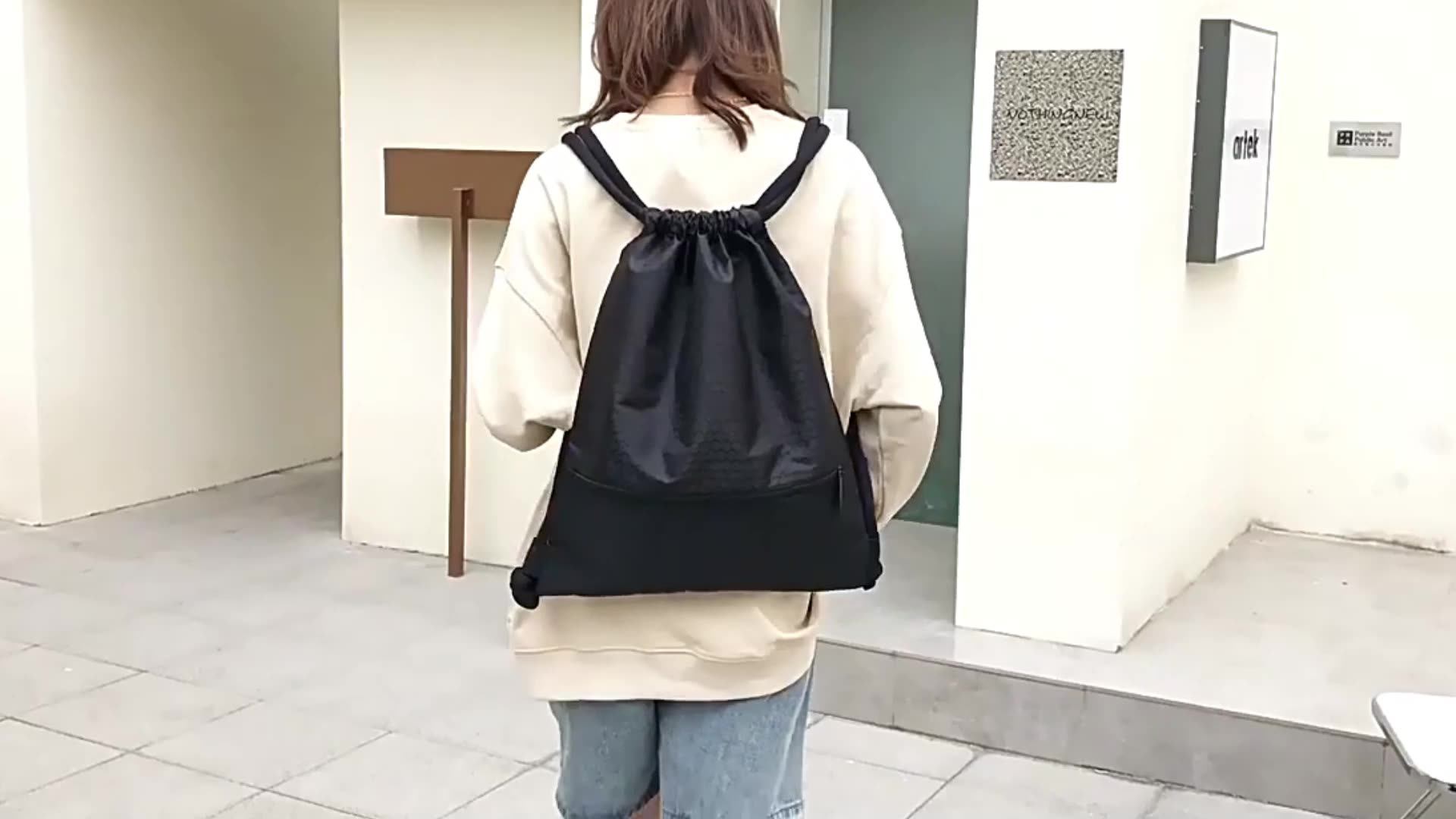 Drawstring Bags Reflective Sports Gym Backpack Pull String Custom ...