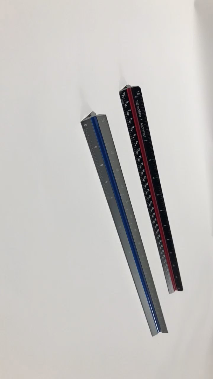 Factory Customized 12 Inch Aluminum Ruler Triangular Metric Reduction ...