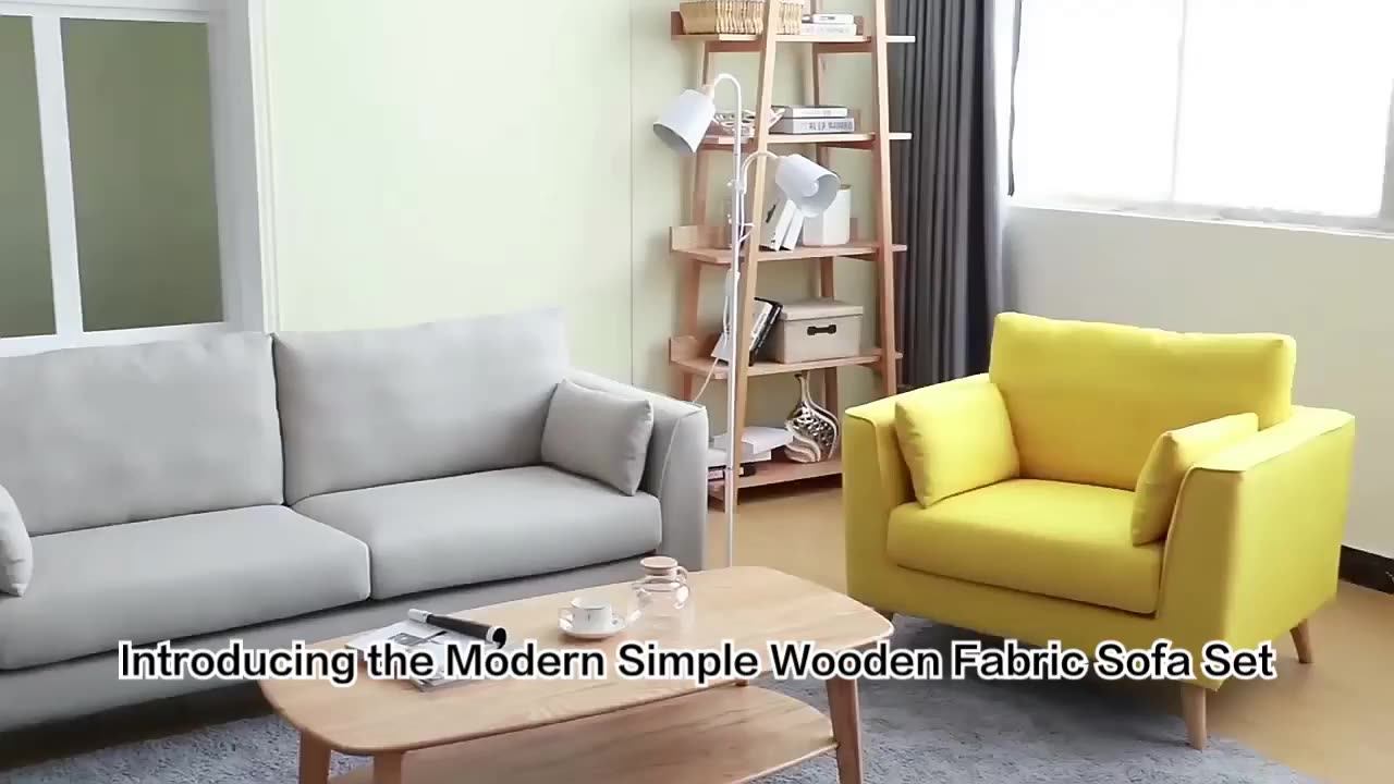 Modern Simple Wooden Fabric Sofa Set Detachable Washable Easy To ...