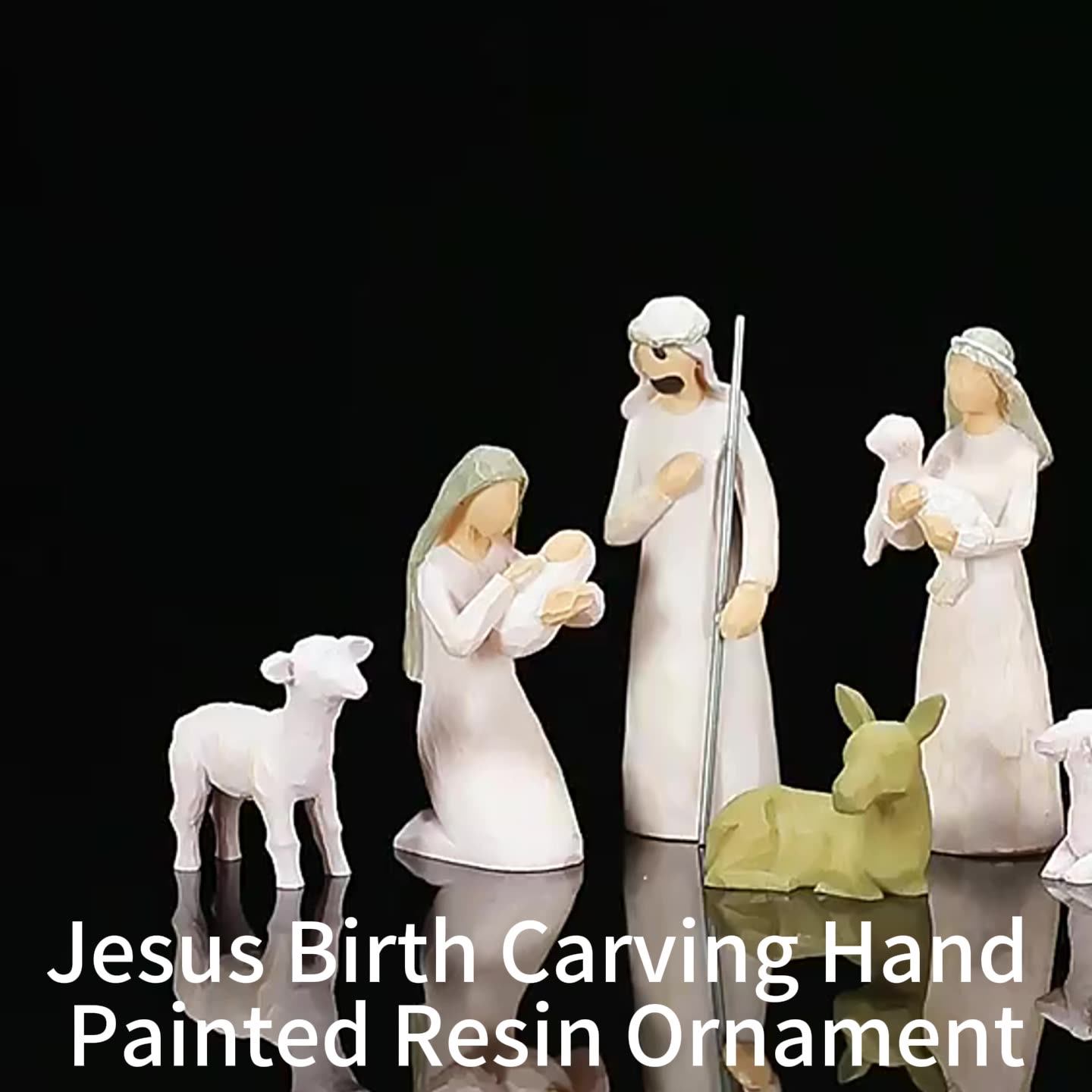 Jesus Birth Carving Hand Painted Resin Ornament Jesus Birth Figures ...