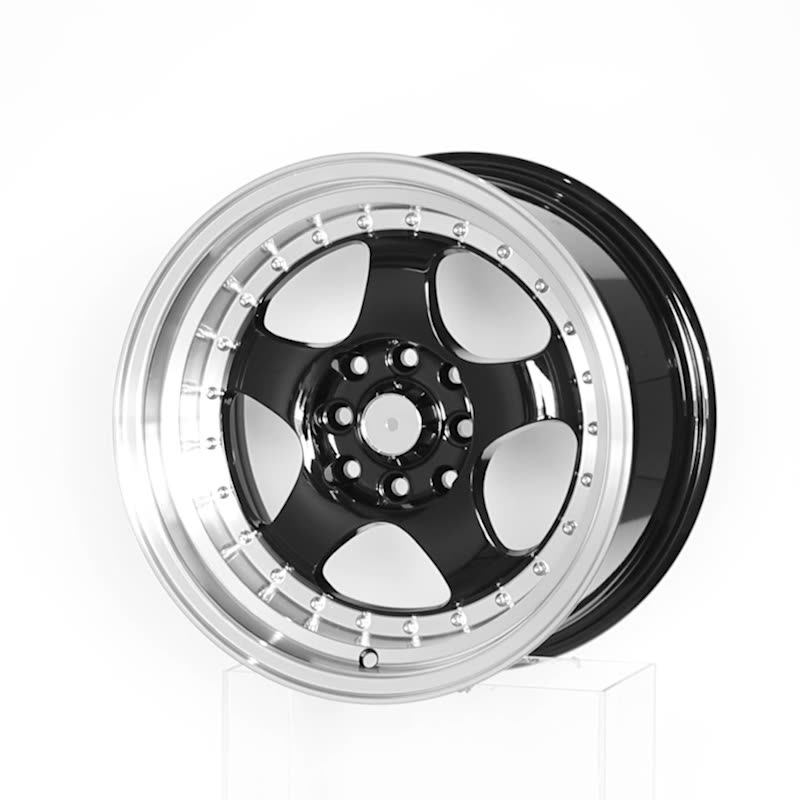 004 15 Inch Aluminum Alloy Car Wheel Rims 4 Hole 4*100 Black Silver ...