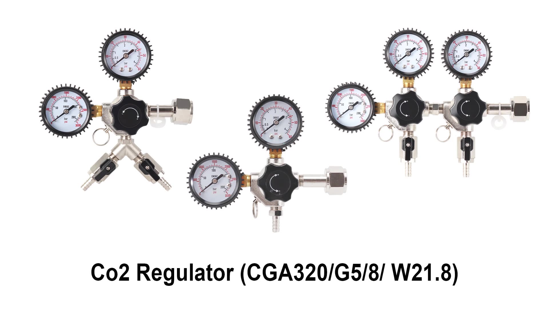 0-230psi Output Pressure Cga320 Dual Keg Co2 Regulator For Kegerator With 7/16-20 Unf Quick ...