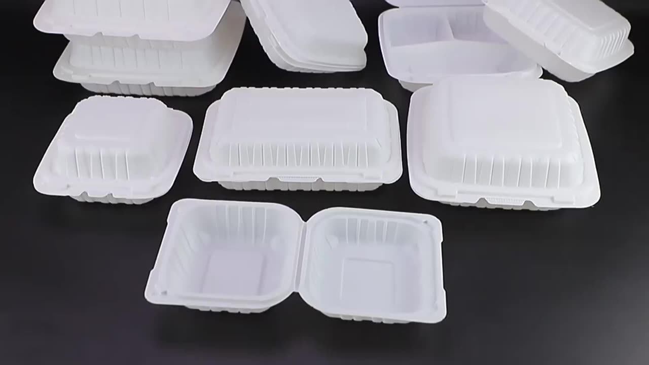 Sturdy 8" X 8" 3-compartment Stackable Clamshells Microwaveable White ...