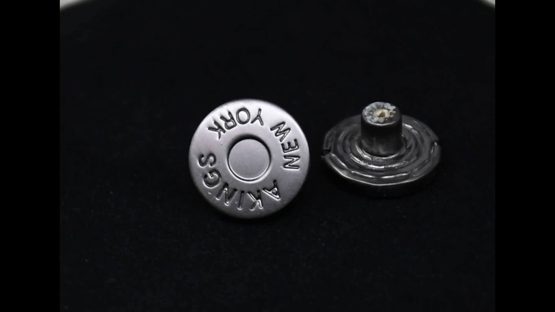 Matt Gold Engraving Logo Round Buttons Custom Metal Alloy Shank Jeans ...