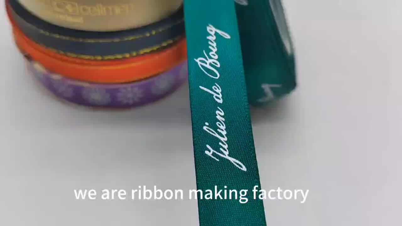 Solid Color Embroidered Ribbon Smooth Shiny Embossed Ribbon Jacquard ...
