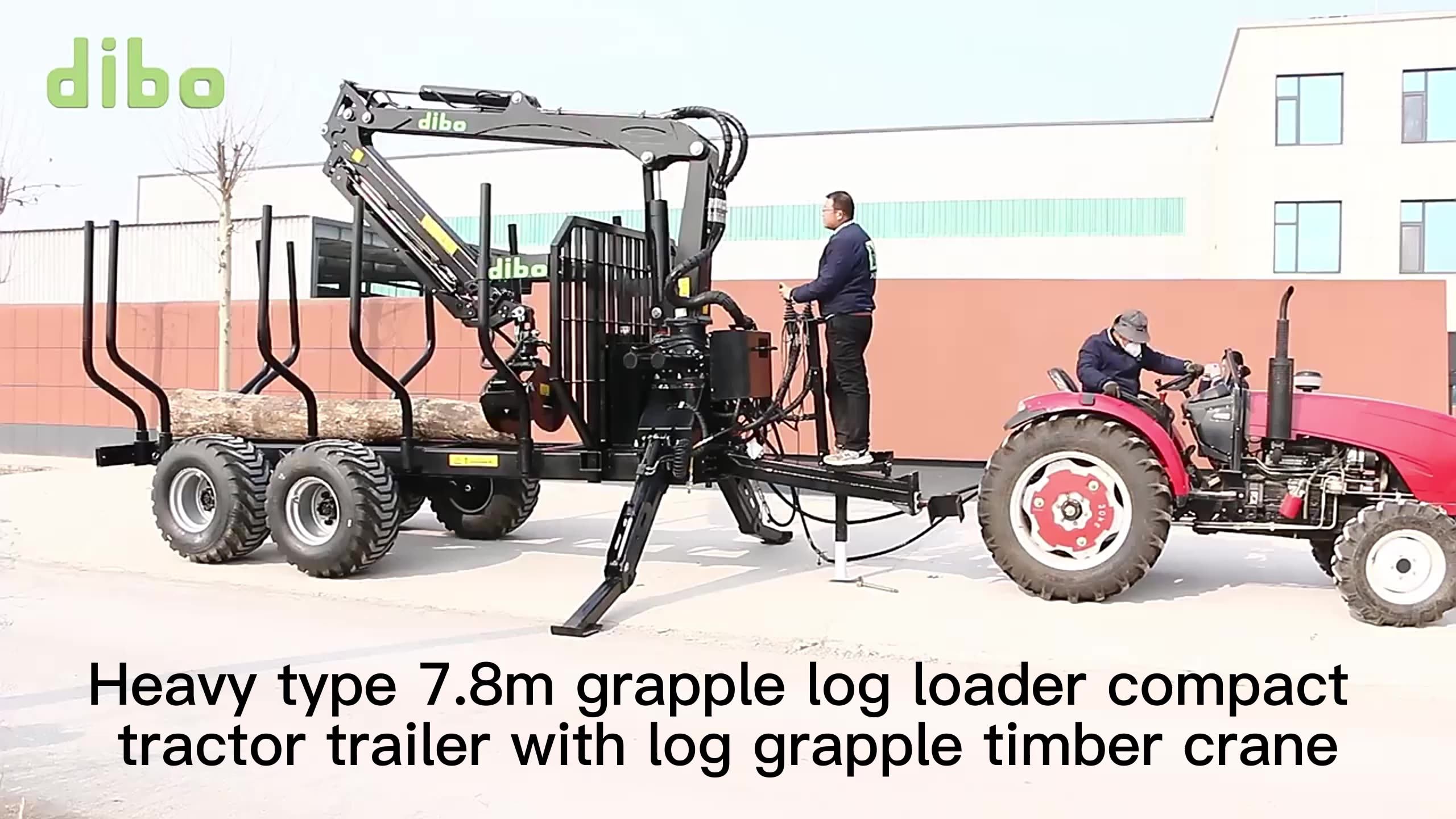 Hydraulic Rotating Crane 14t Log Trailer 7.8m Telescopic Crane Forestry ...