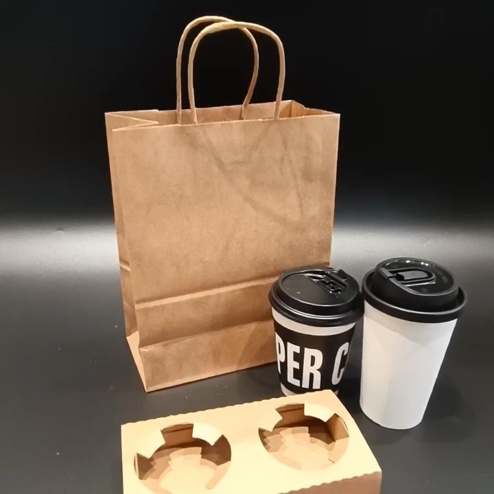 At Pack Brown Paper Coffee Bags 1/2/4 Cups Coffee Takeout Twisted ...