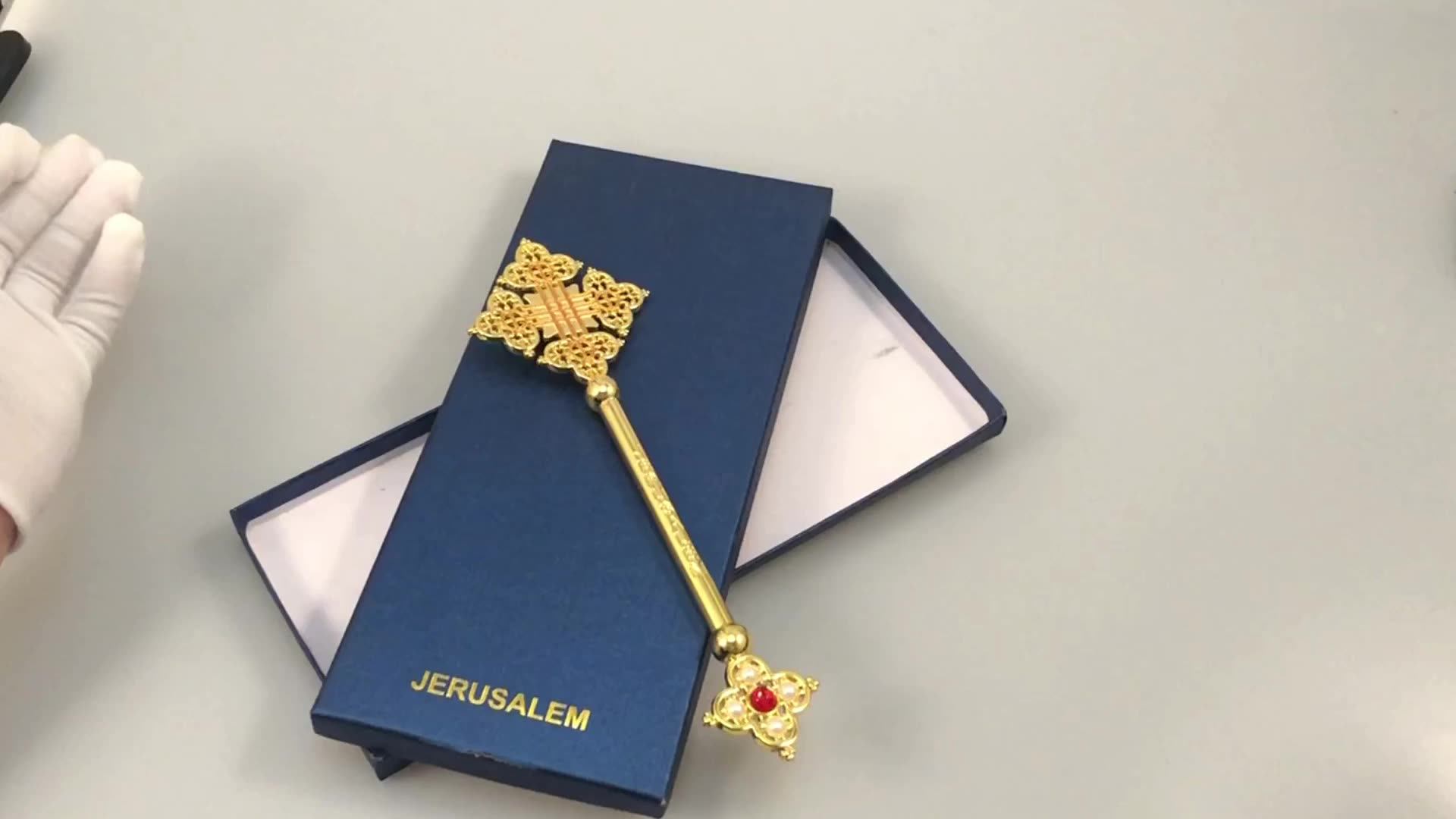 Wholesale Alloy Gold Engraved Jerusalem Bishop's Scepter Hand Hold ...