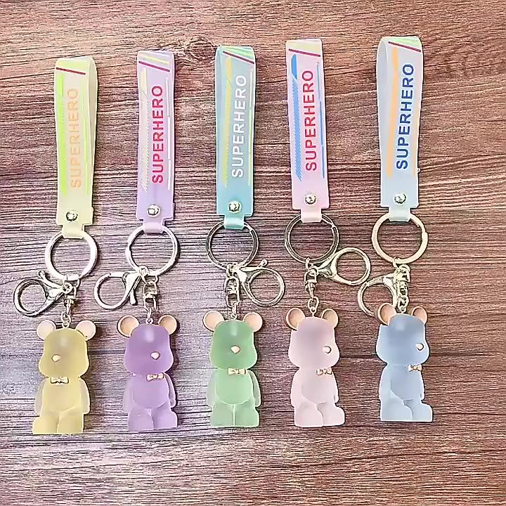 Transparent Crystal 3d Pvc Rubber Bear Keychain Cute Soft Teddy Bear ...