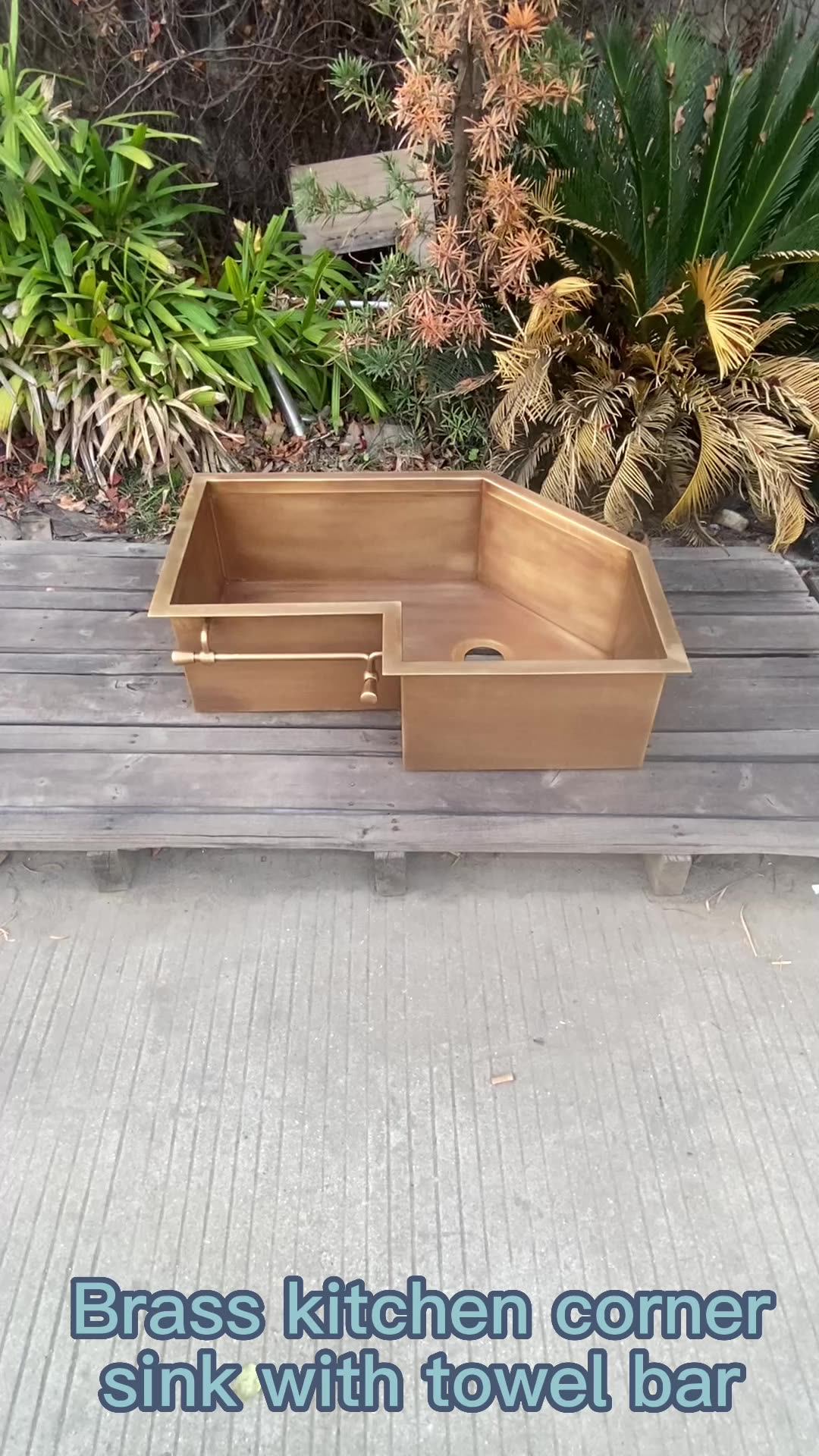 Luxury Customized Handmade Brushed Brass Single Bowl Butterfly Corner ...