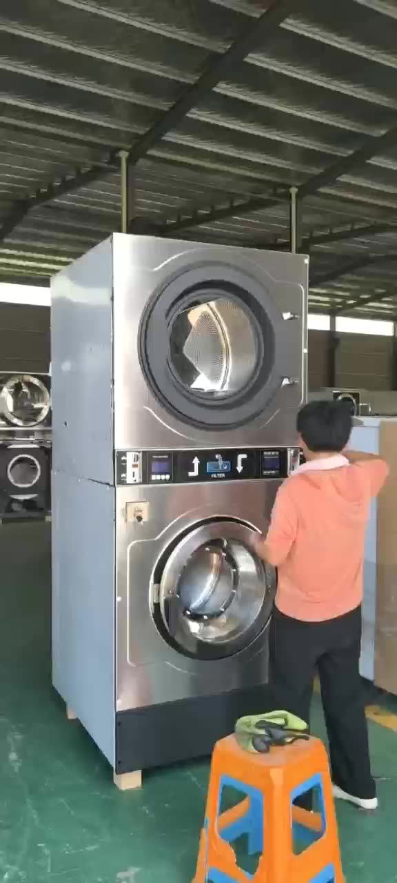 Commercial Laundry Coin Card Operated Stack Washer And Dryer Washing ...
