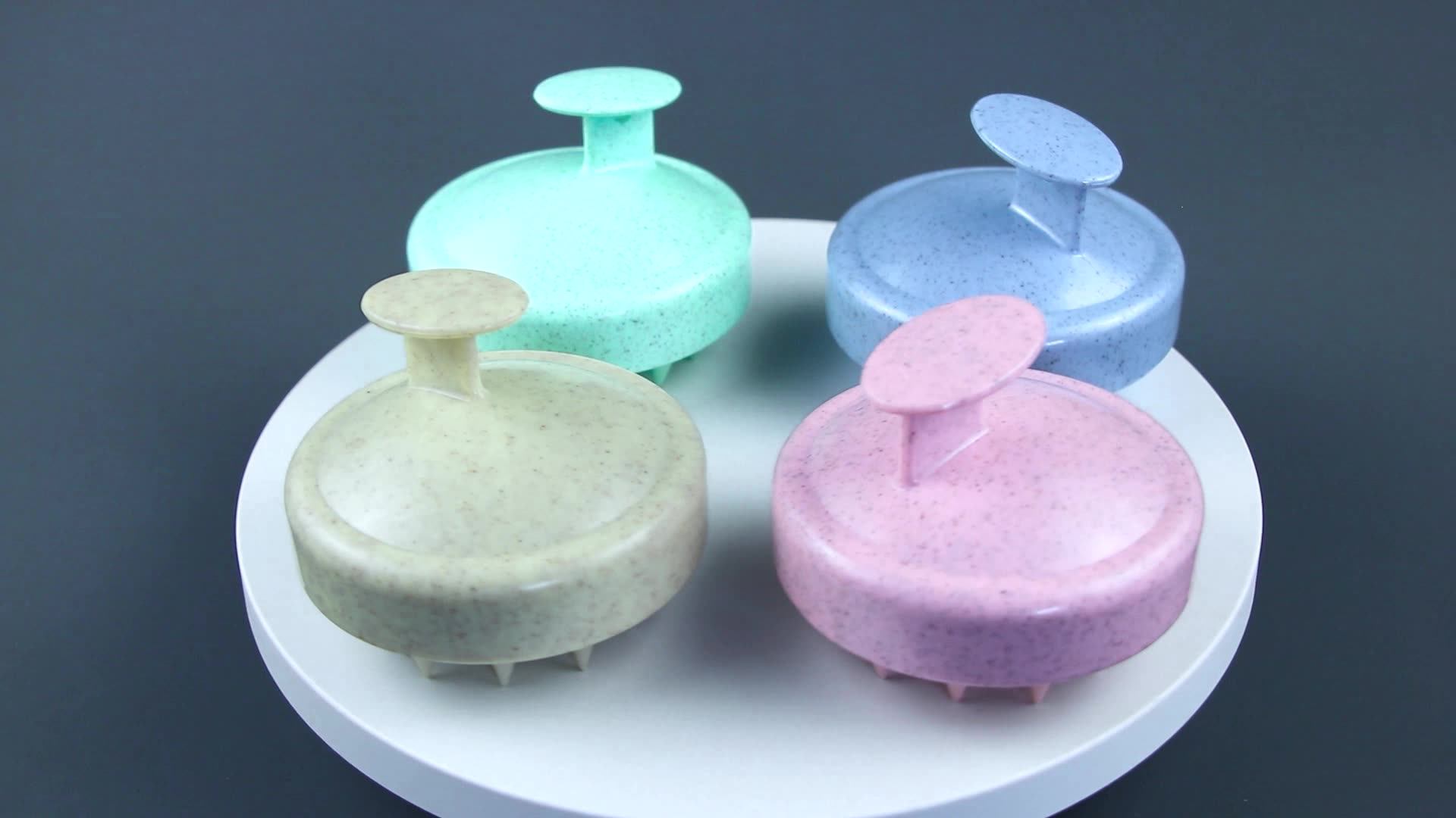 4 Color Wheat Straw Detangle Silicone Scalp Massage Hair Shampoo Brush ...
