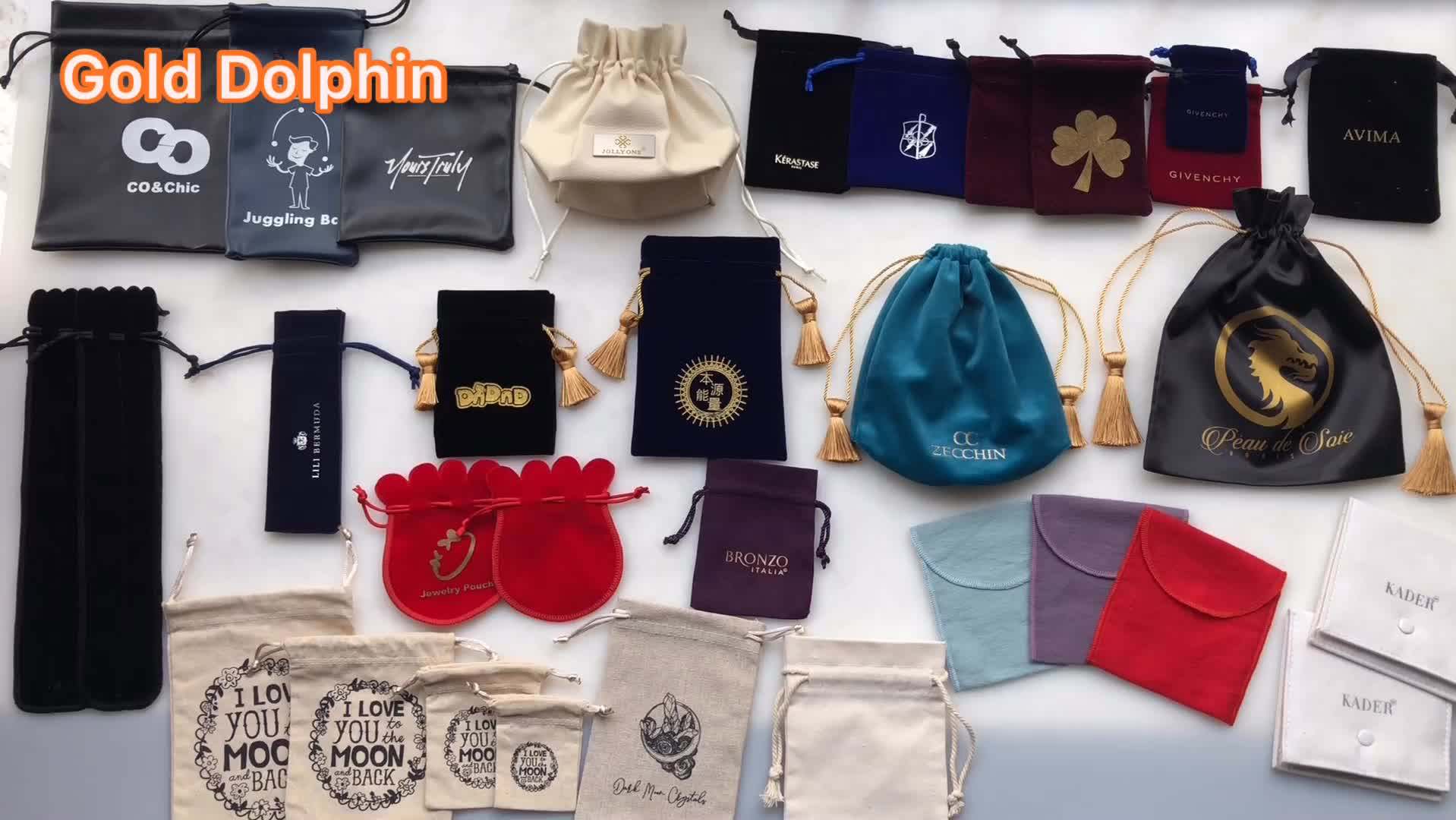 Custom Logo Printed Small Jewelry Bag Satin Lined Velvet Drawstring ...