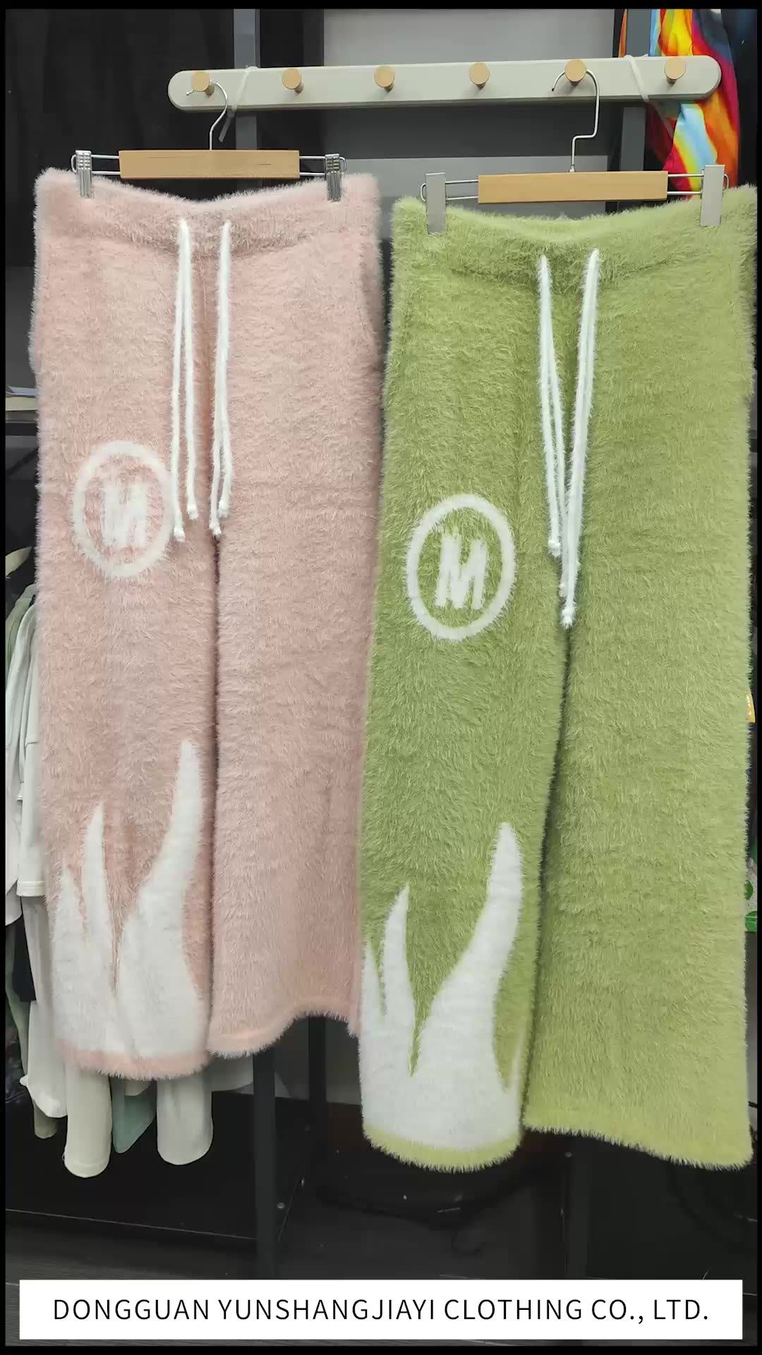 Ysjy Wholesale Custom Letter Graphic Print Mohair Sweatpants Fuzzy ...