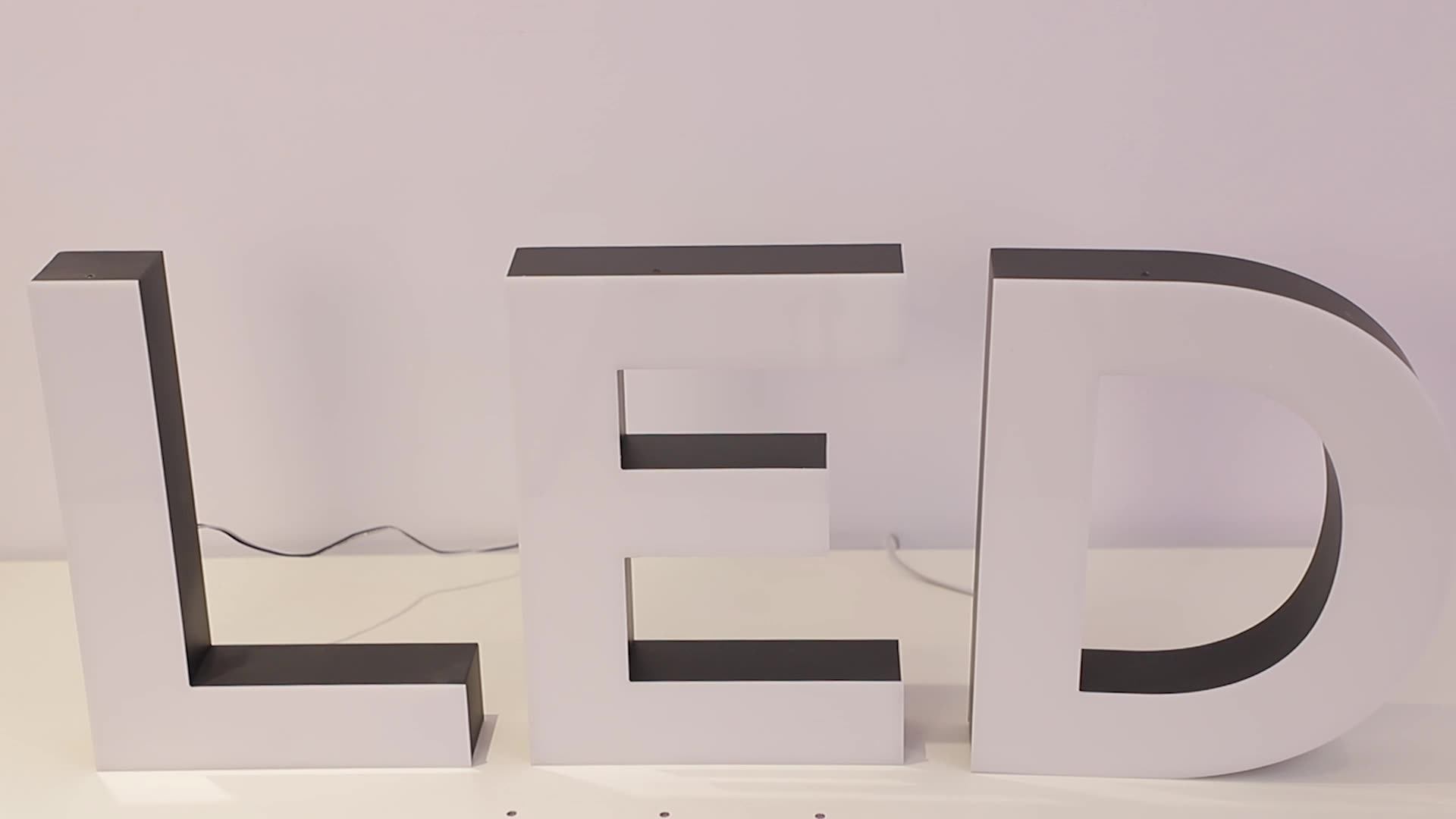 Custom Sign 3d Logo Signage Silver Brushed Gold Black Letters Frontlit ...