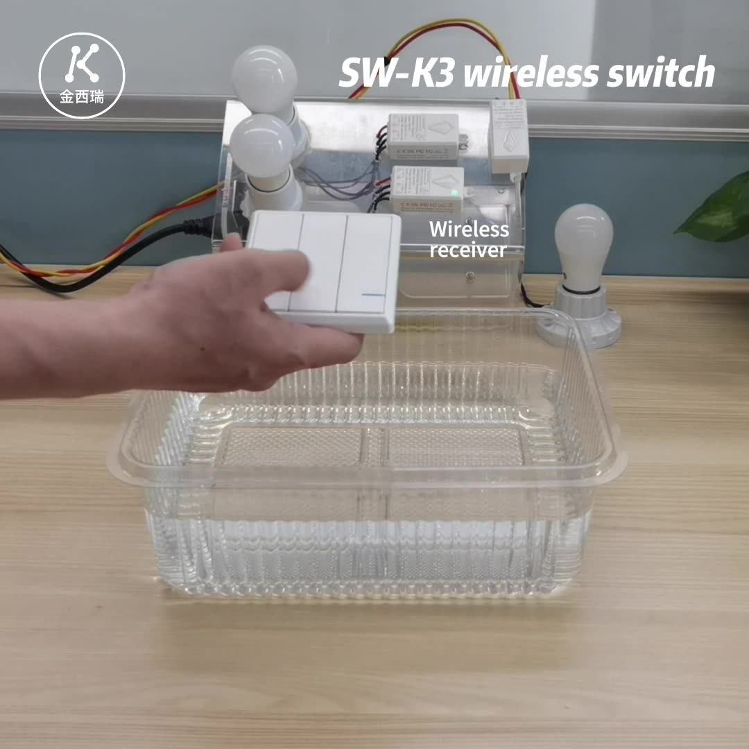 Wireless 3-way Light Switch Mini Receiver 3-gang 200m Remote Control ...