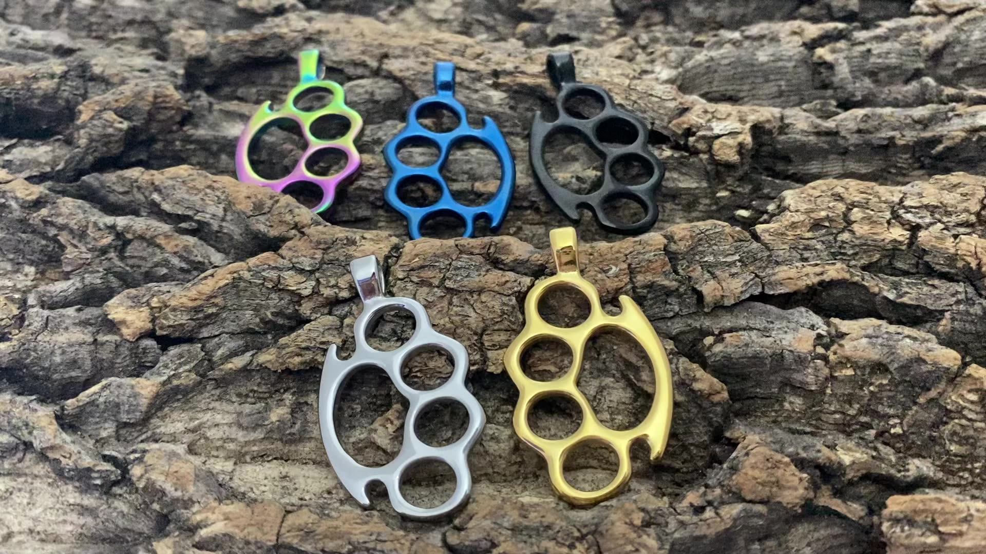 Fashion Stainless Steel Knuckle Dusters Pendant Gold/blacked/multicolor ...