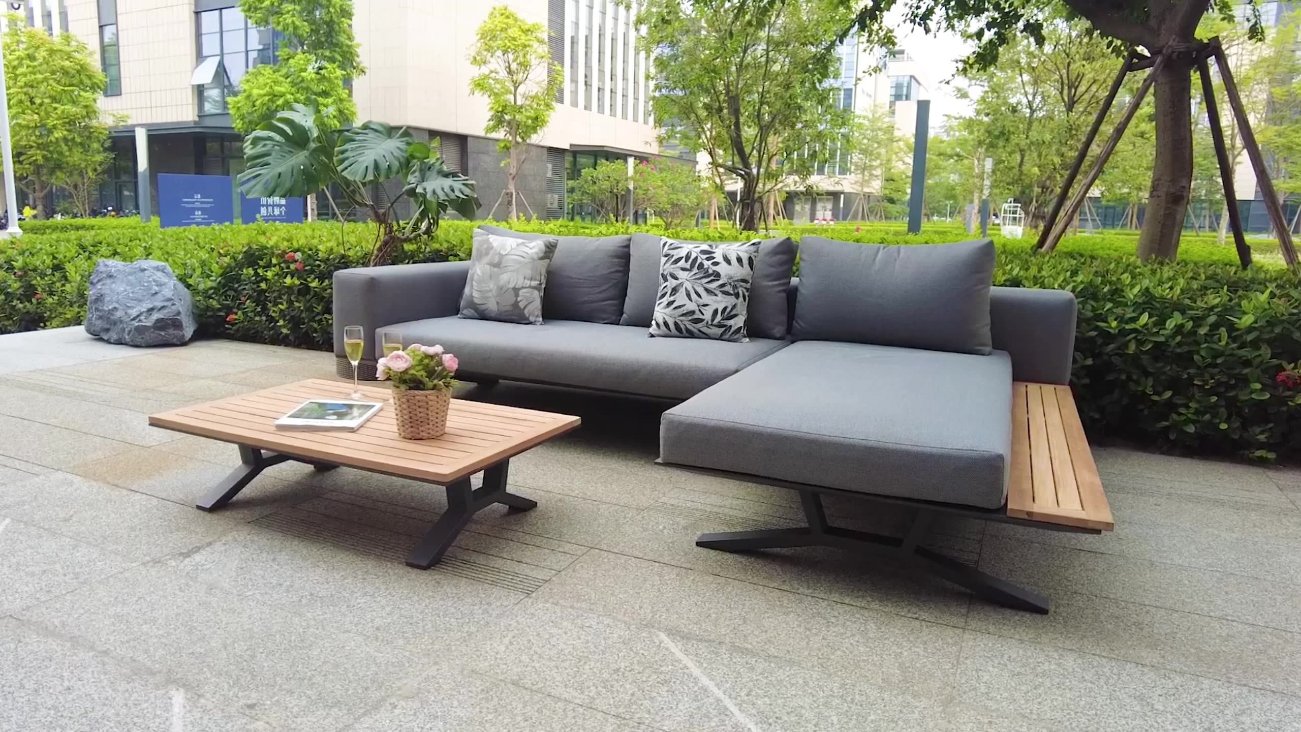 Uland L Shape Couch Lounge Set Outdoor Corner Sofa Set Padio Chair ...