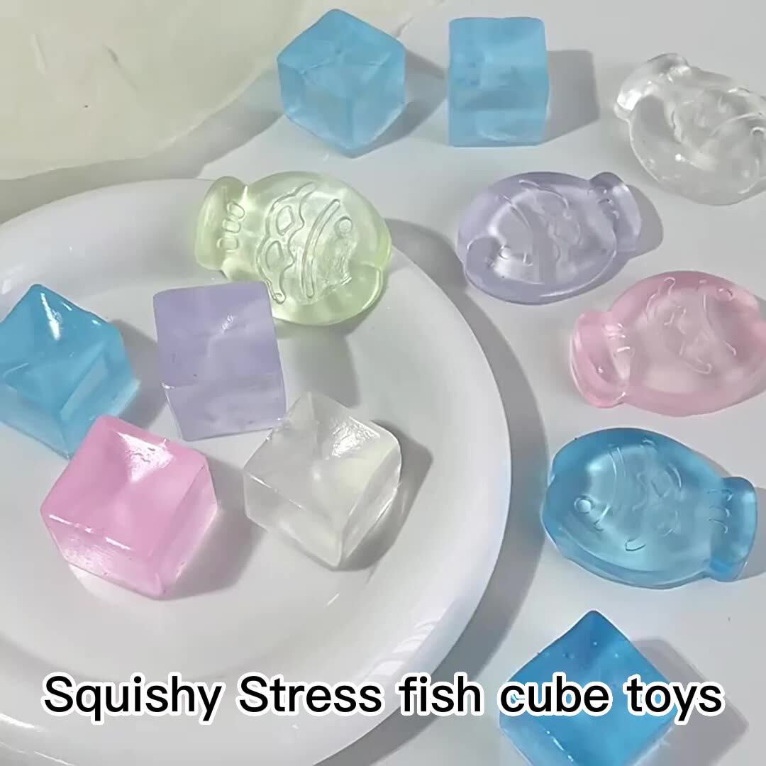 Kids Anxiety Relief Sensory Fidget Toy Squishy Stress Fish Cube Toys ...