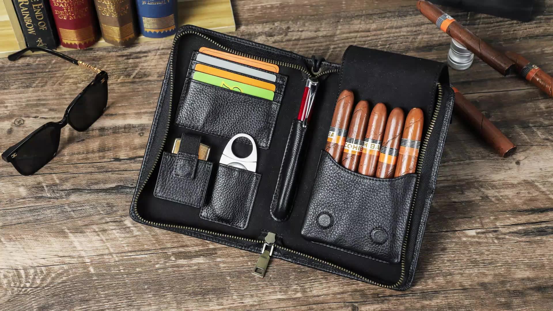 Leather Cigar Case Humidor Cigar Travel Case Custom Wholesale Gift ...
