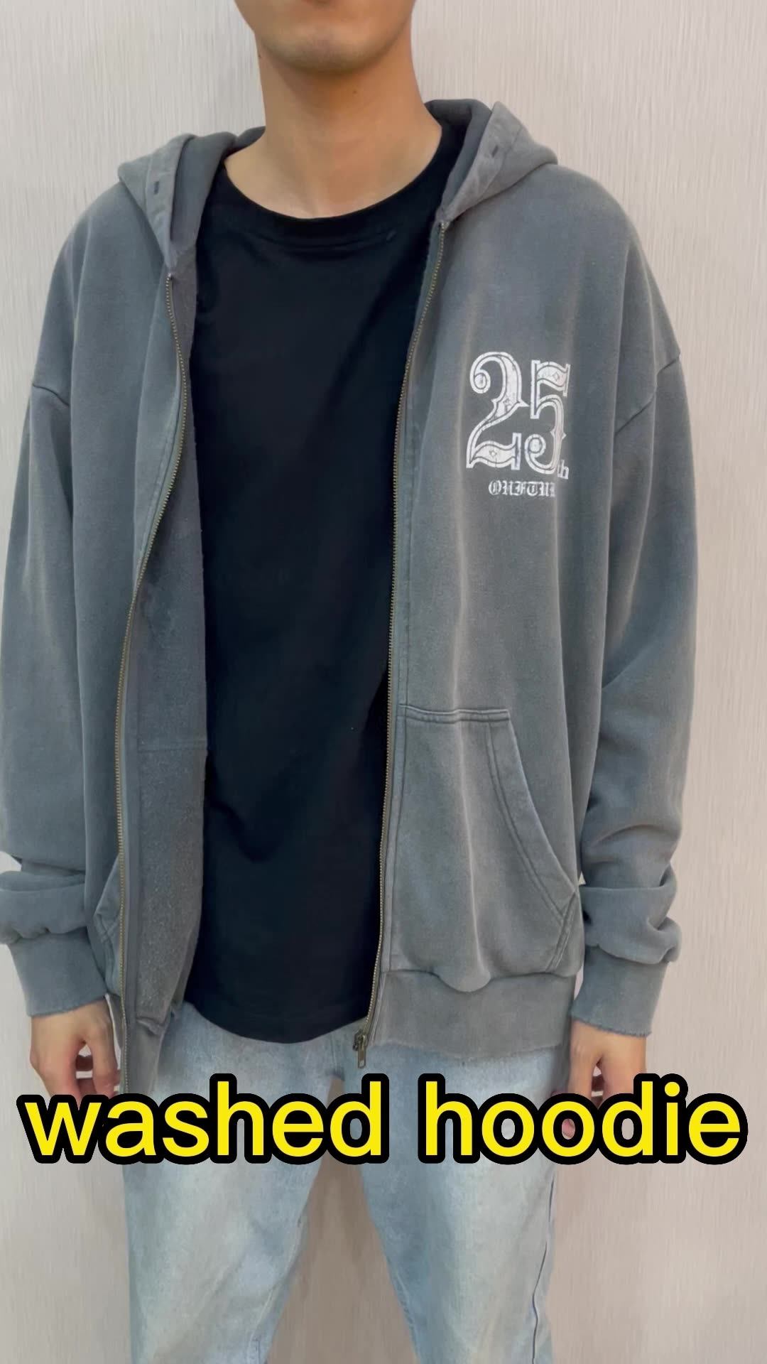 Custom Vintage Crop 100% Cotton Zip Up Distressed Embroidery Patch Acid ...