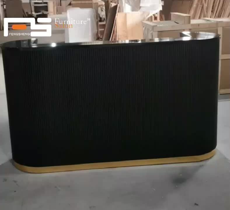 Black Reception Desk Salon Furniture Barber Shop Front Desk Beauty ...