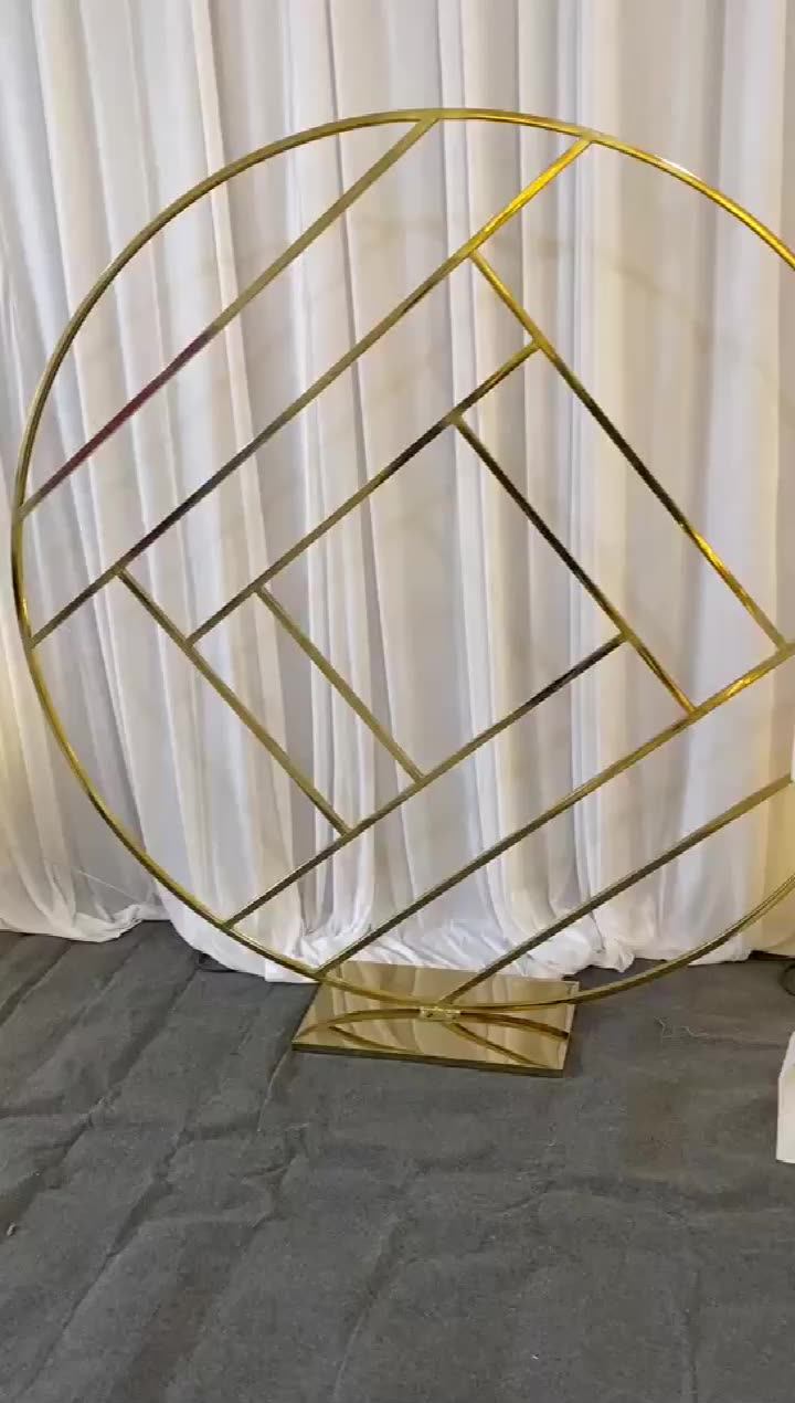 Wholesale Round Wedding Decoration Iron Metal Frame Flower Fall Gold ...