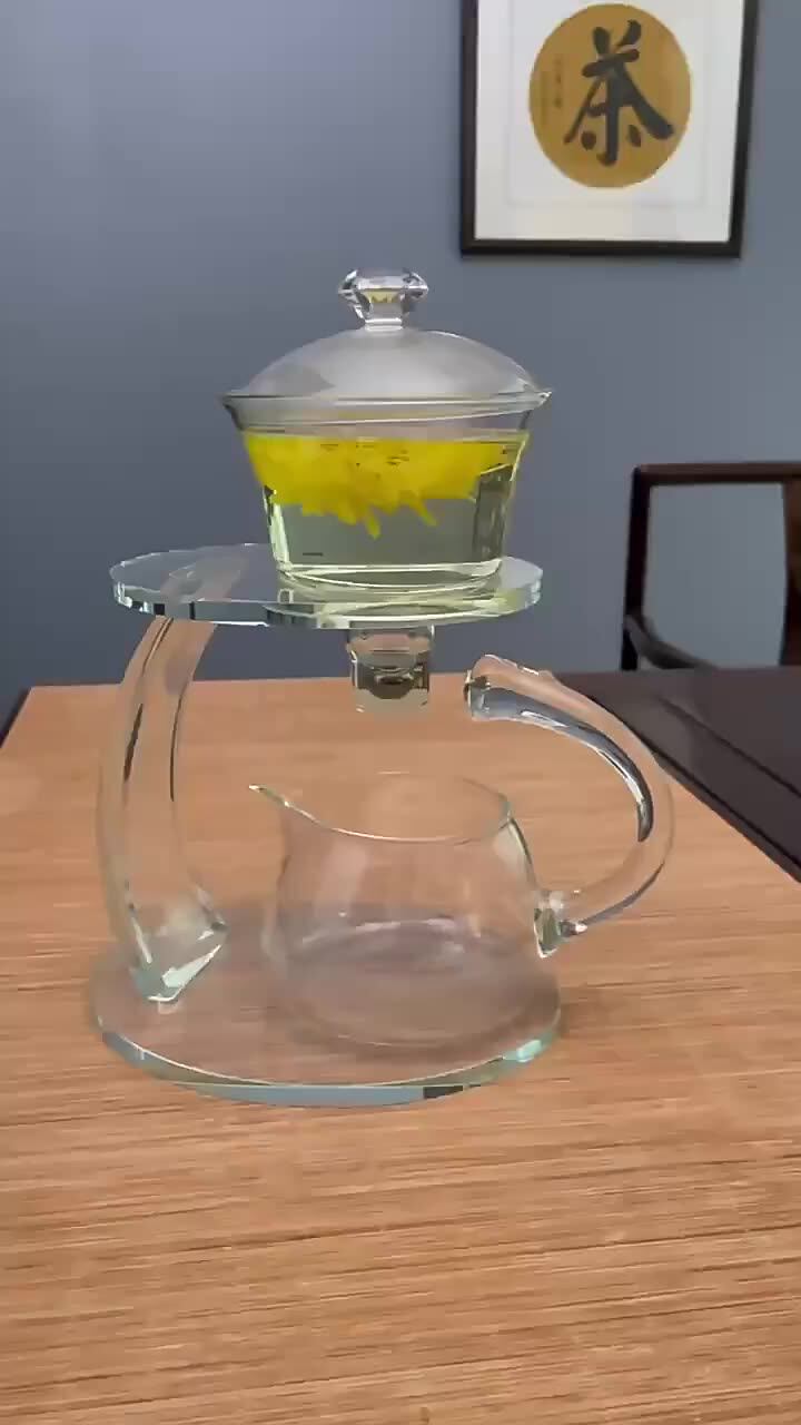 High Borosilicate Hydrochloric Acid Hot Glass Teapot Set Semi-automatic ...