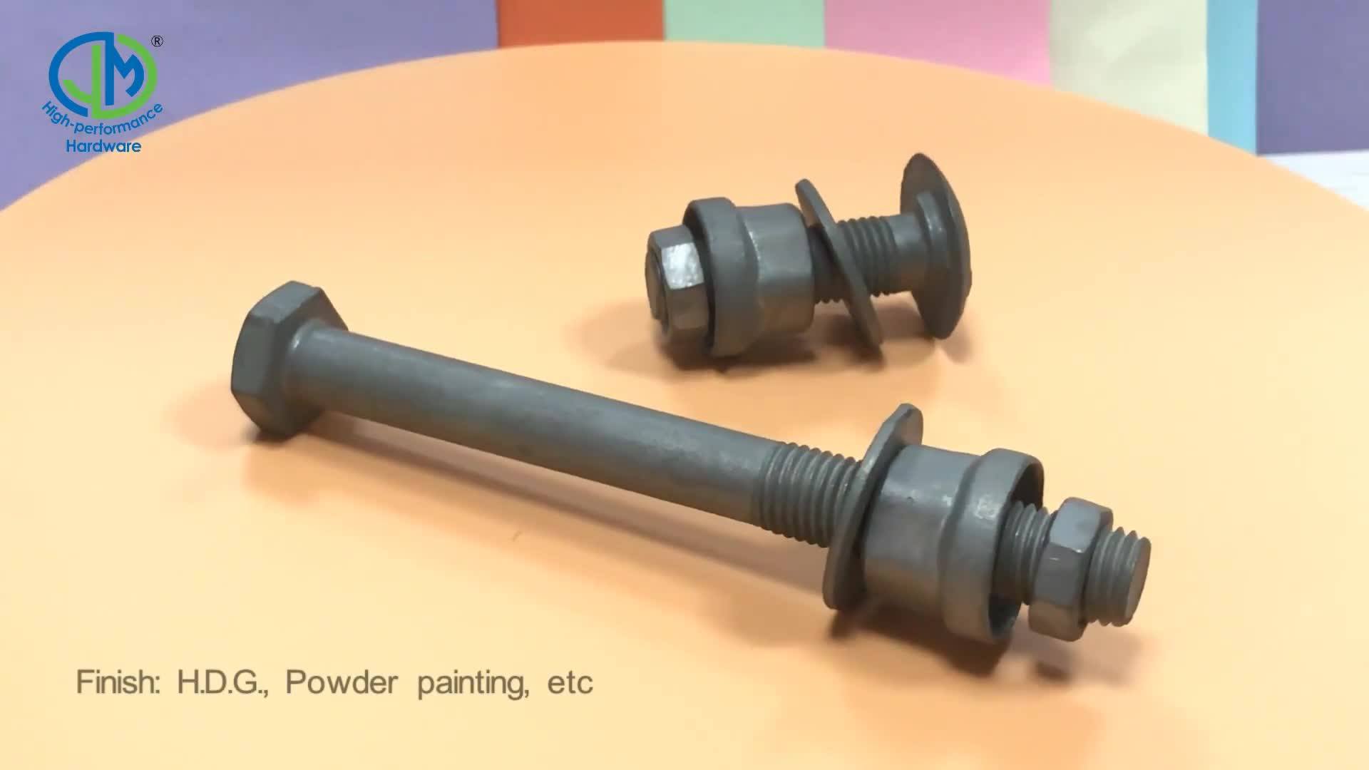 5/8"-11x 2" Galvanized Carbon Steel Hex Guardrail Splice Bolts High ...