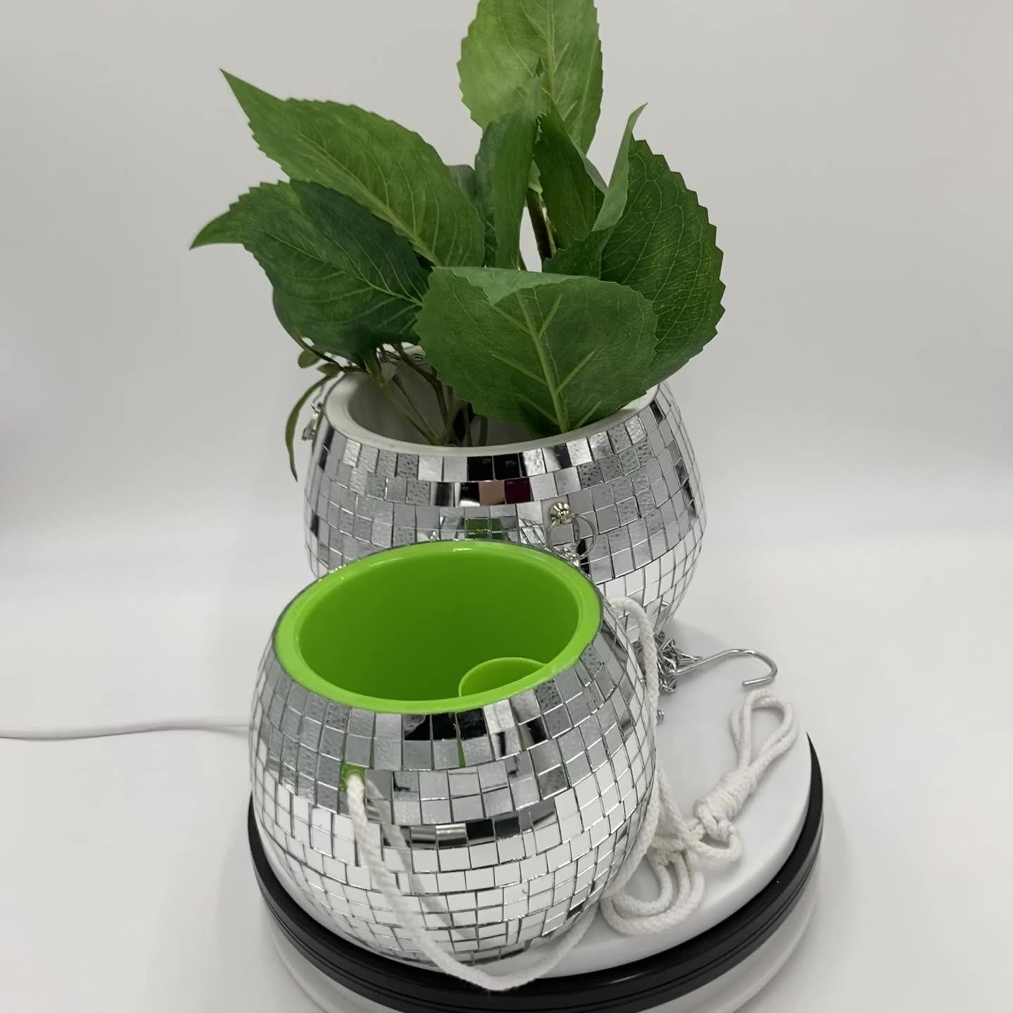 Hot Sale 15cm Disco Mirror Ball Planter Pot Ball Shape Hanging Pots ...