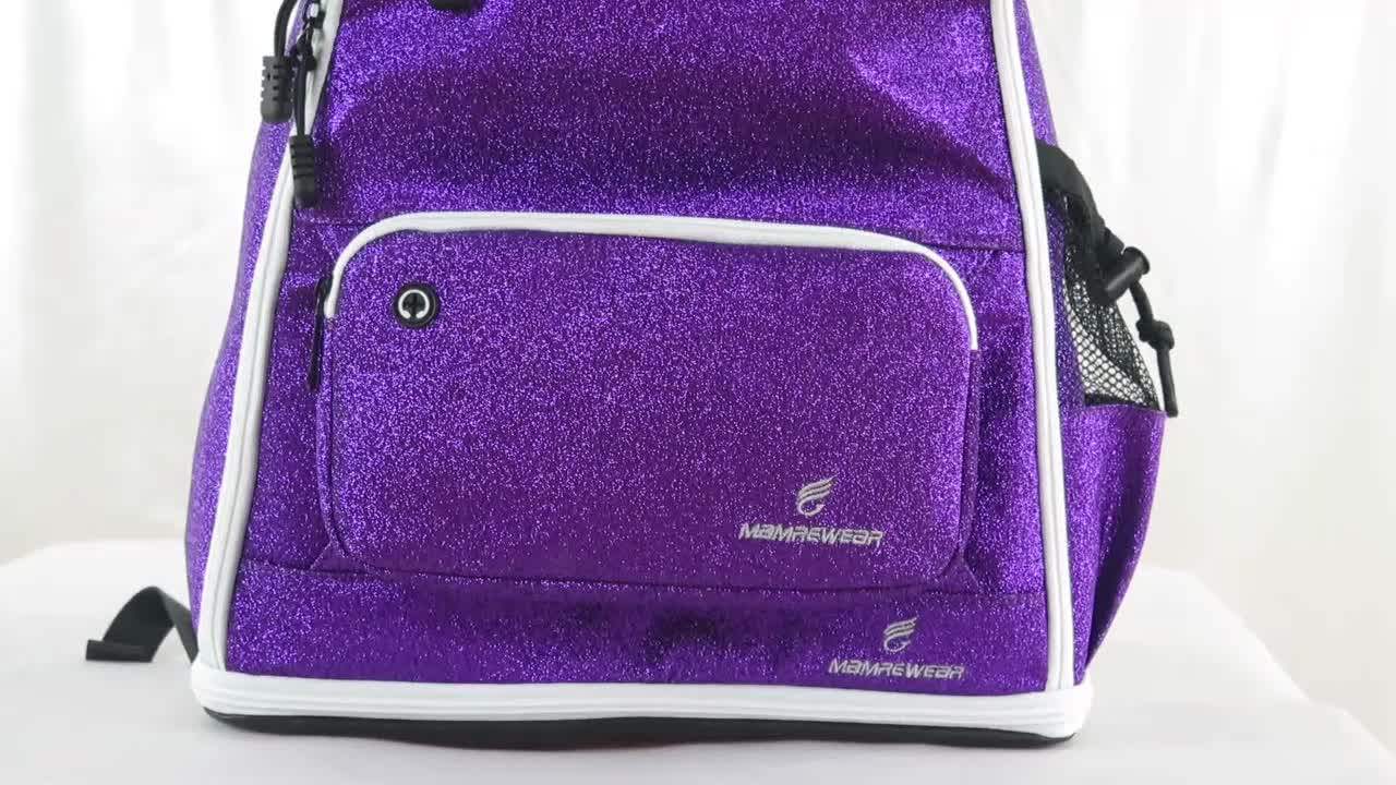 Purple Color Sparkle Cheerleading Backpack Fashion Travel Backpack Girl ...