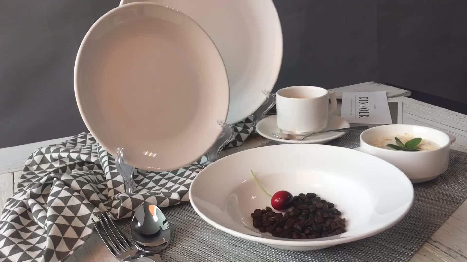 Restaurant White Tableware Set Ceramic Dinnerware Set Porcelain Plates ...