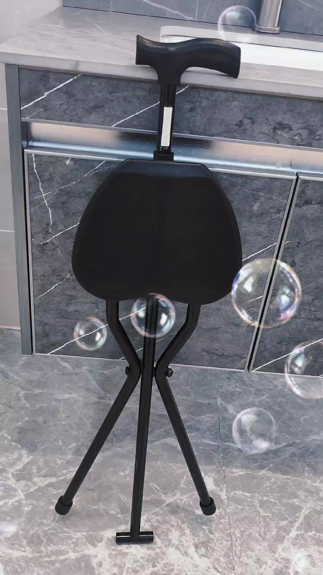 Aluminum Walking Cane With Chair Folding Seat For Easy Storage Or ...