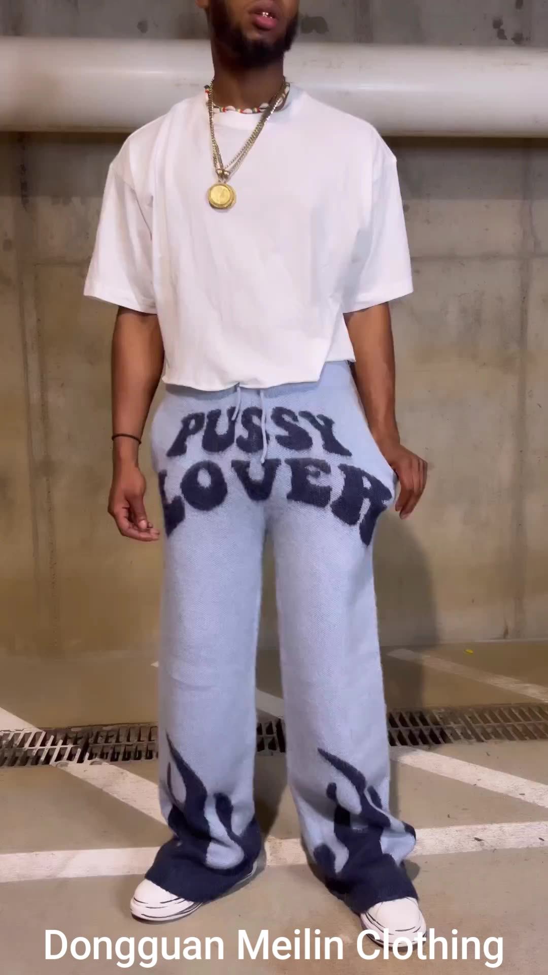 Custom Knitted Fuzzy Mohair Flare Pants For Men Mohair Clothing ...