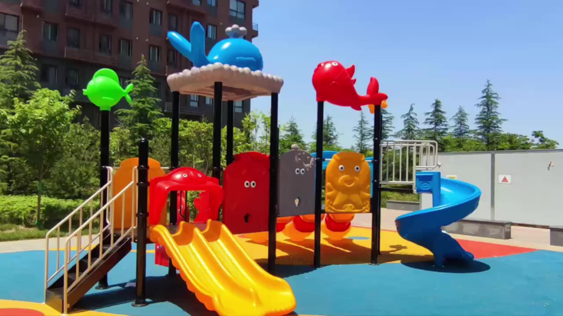Daycare Plastic Commercial Kids Outdoor Climbing Slide Playground Swing ...